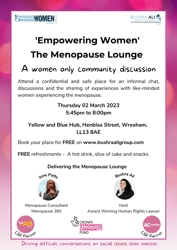 The Menopause Lounge / Lolfa’r Cyfnewid - Bushra Ali Group Global CIC