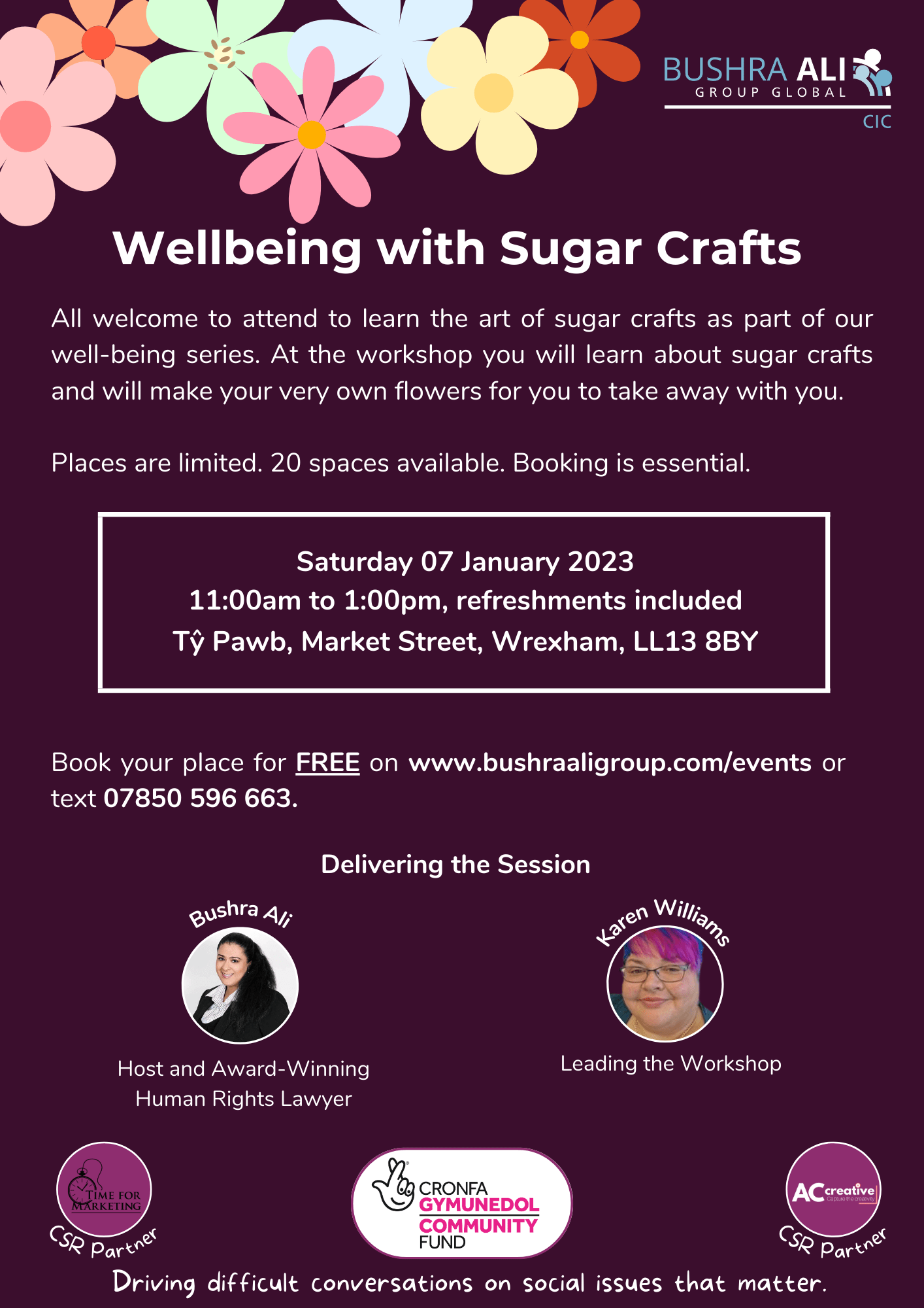 Wellbeing with Sugar Crafts / Lles gyda Chrefftau Siwgr - Bushra Ali ...
